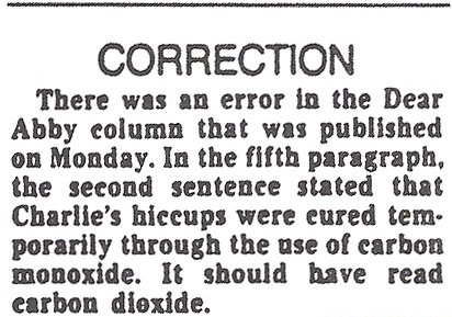 Funny Of The Week/Nutty Newspaper Corrections Part Six – Esther Chilton
